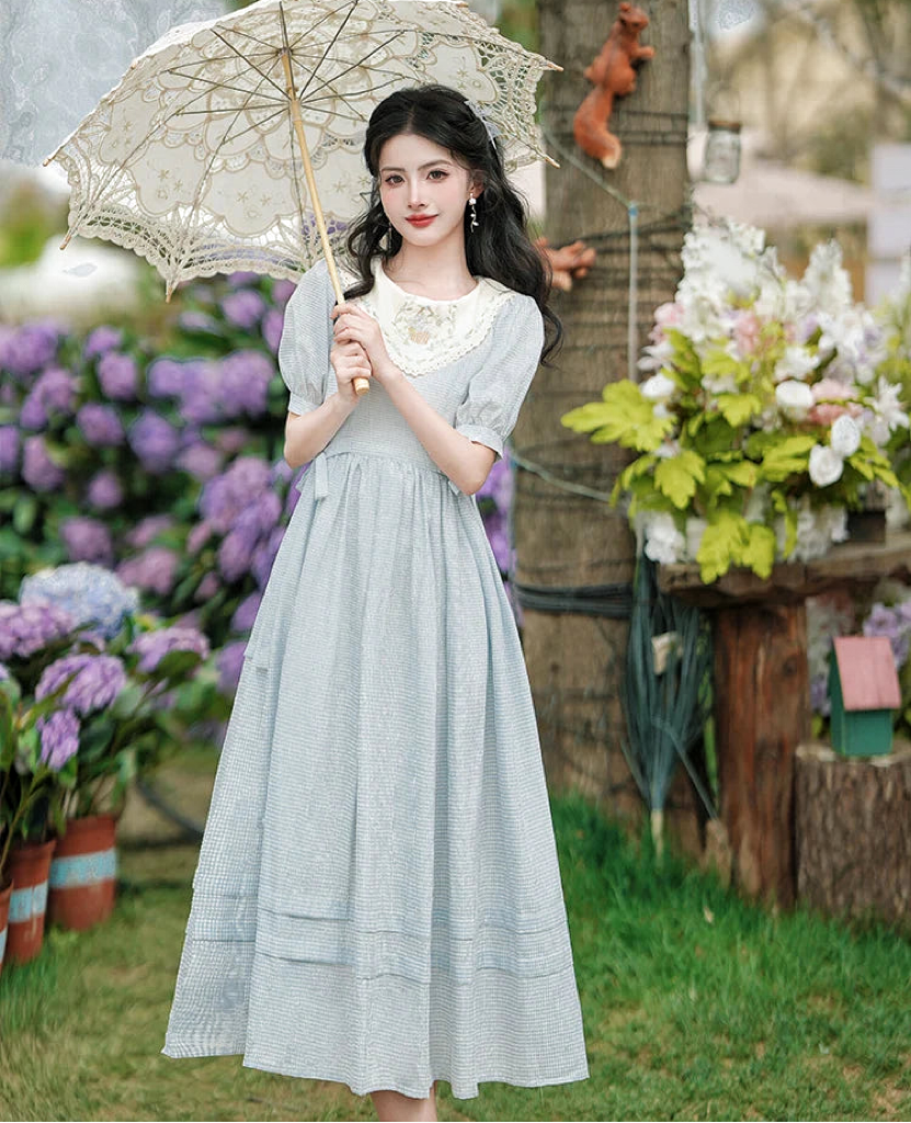 Light Blue Vintage Dress Cottagecore Dress Cottagecore Style Dresses