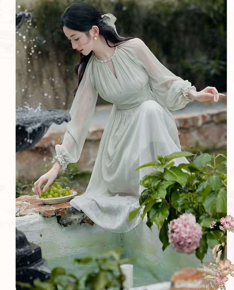 Seafoam-Green Romantic Princess Dress Vintage Chiffon Princesscore Dress