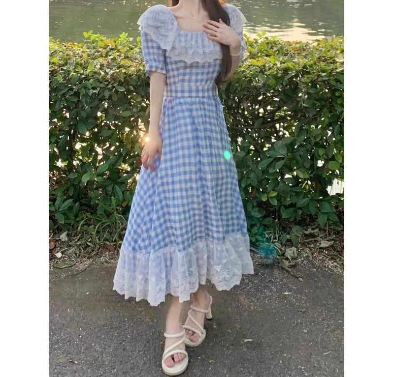 Plaid Blue Cottagecore Dress Cottagecore Dresses Cottagecore Style