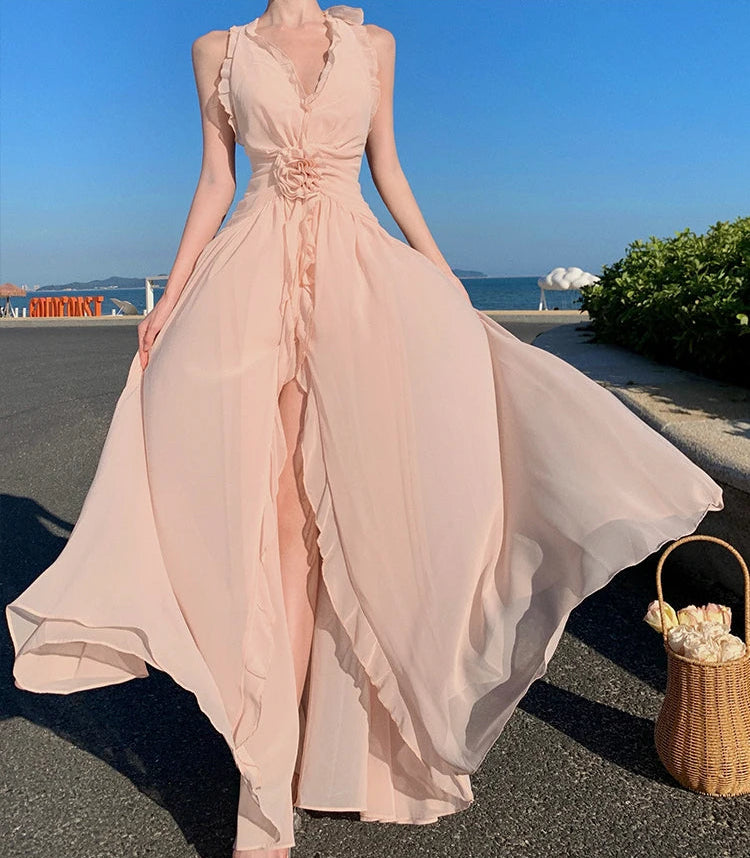 peach pink Ethereal Dress feminine summer dress ethereal essence dress