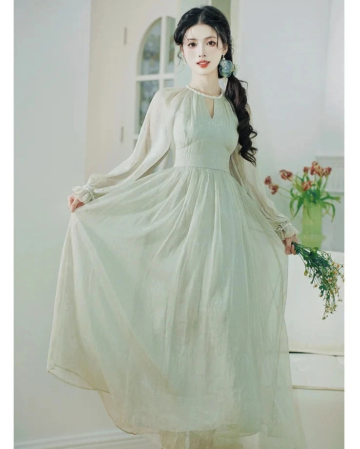 Seafoam-Green Romantic Princess Dress Vintage Chiffon Princesscore Dress