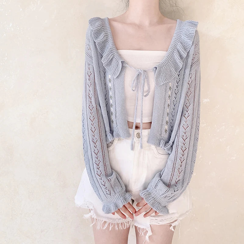 Cottagecore Cardigan with Flower Embroidery Cottagecore Style Grandmacore