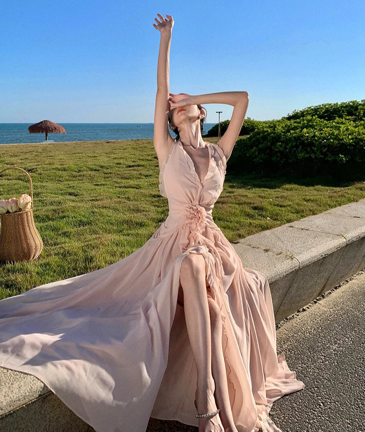 peach pink Ethereal Dress feminine summer dress ethereal essence dress
