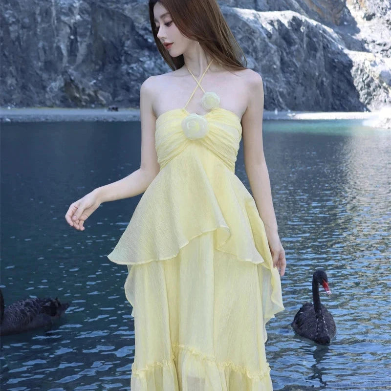 Fairycore Princess Dress Macaroon Lemon Dress Fairy Dresses