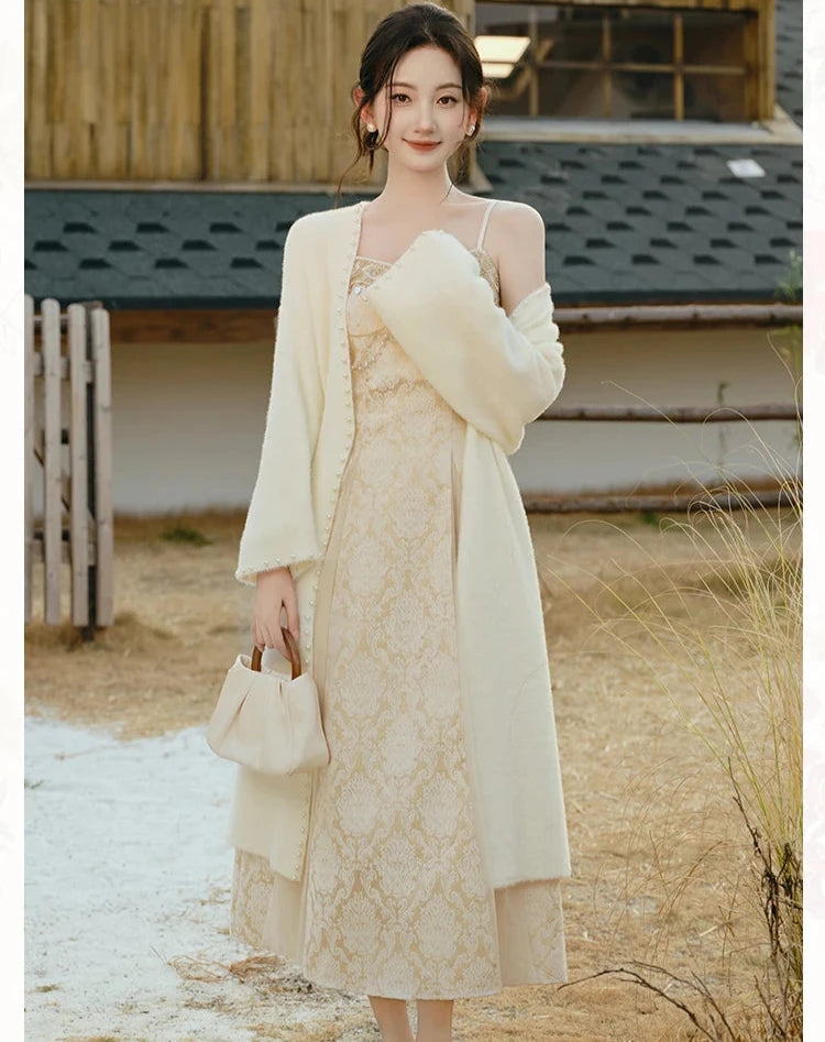 Pearl Baroque Royalcore Dress Pearl Princess Coquette Dress Prom Dress