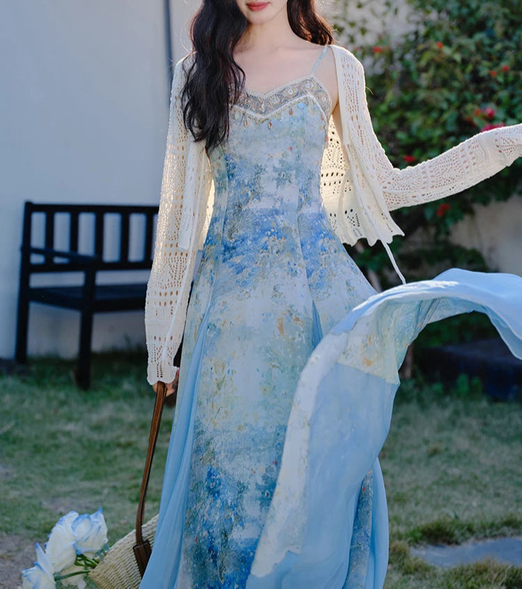Sea Princess Mermaid Blue Royalcore Princess Dress Ocean Princess Dress