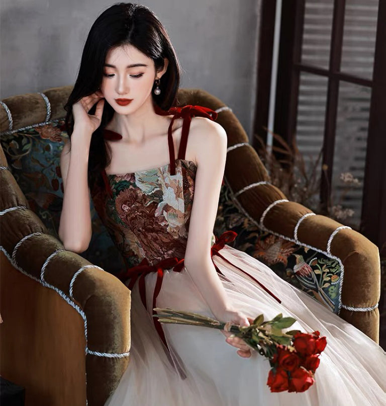 Roamantic Royalcore Red Velvet Tapestry Dress Fairytale Dress