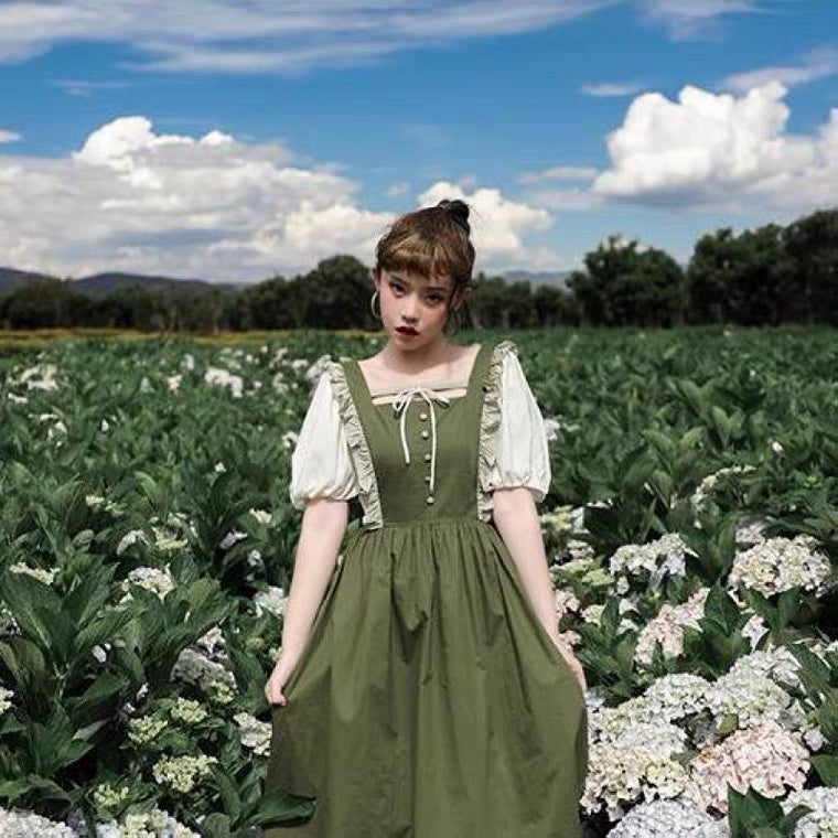 The Green Witch Cottagecore Dress Green Witchery Aesthetic