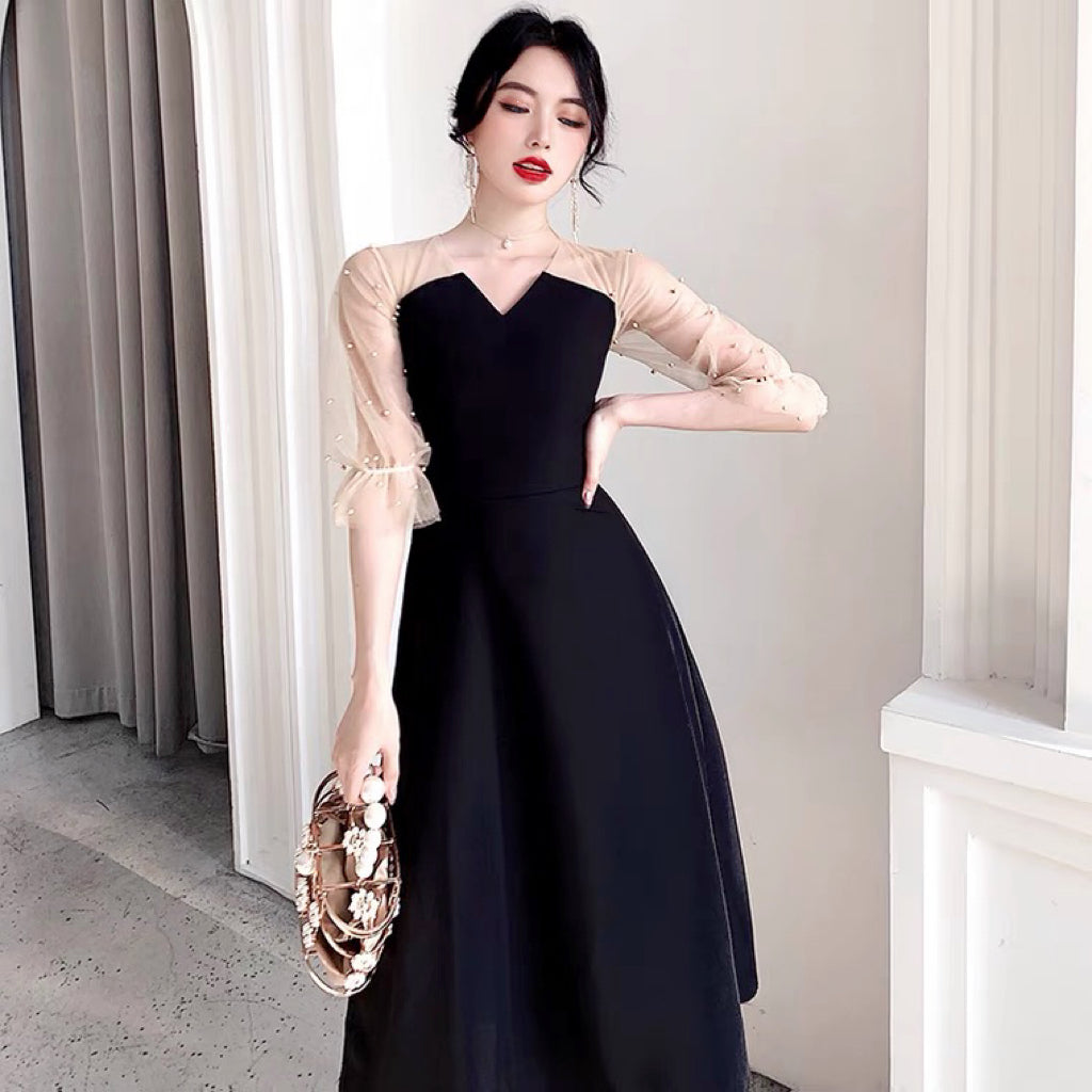 Pearl Decorated Witchy Dark Fairy Dress Witchcore Fairy Dress